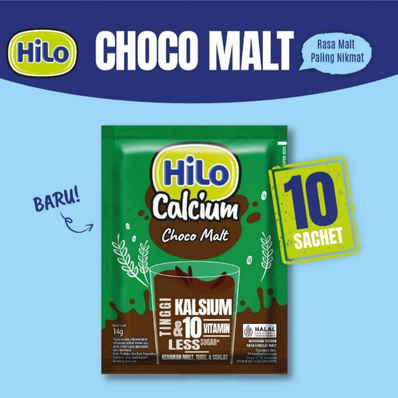 Jual HiLo Choco Malt Hi Calcium 10 Sch – Malt Cokelat Susu Berenergi ...