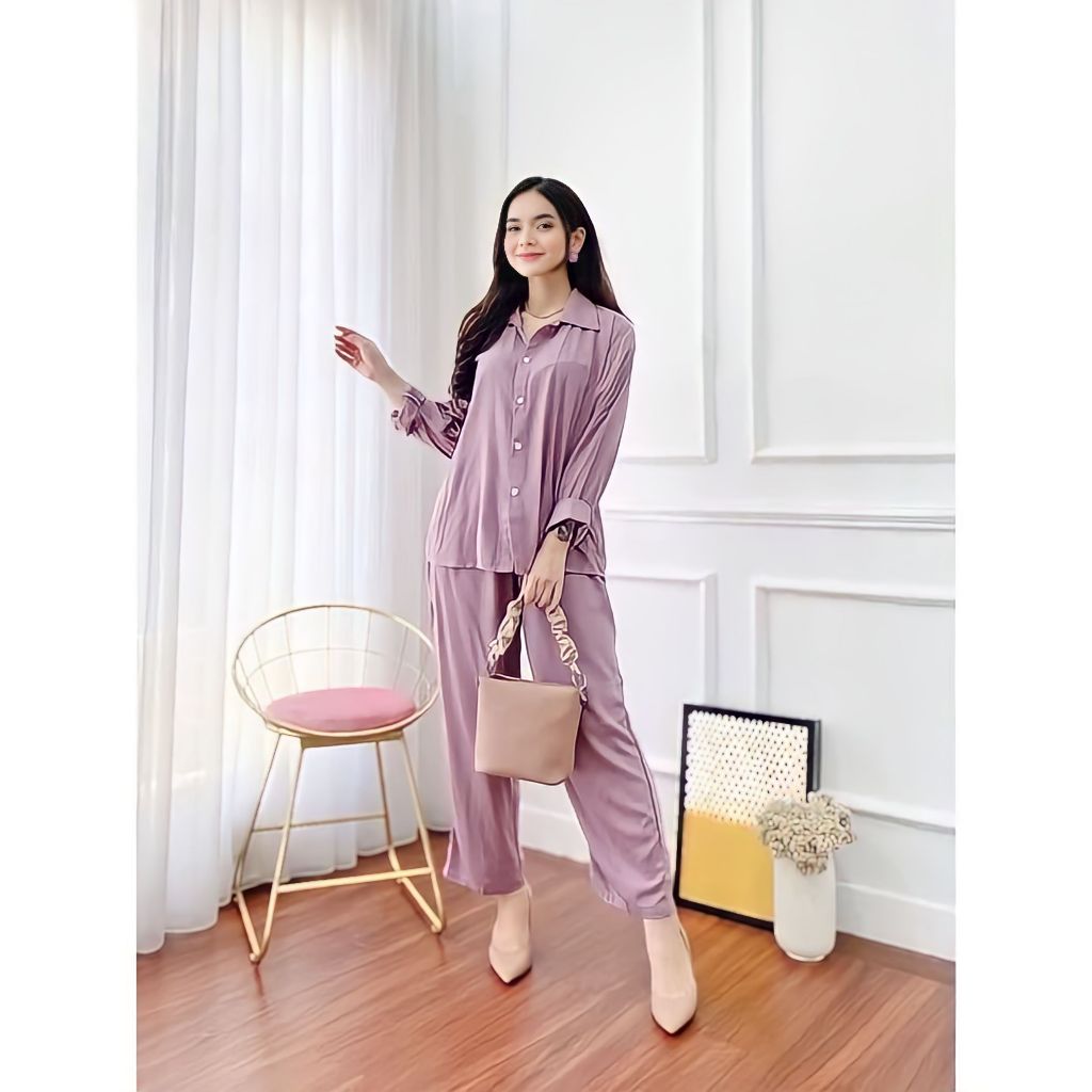 Jual One Set Piyama Setelan Rayon Pajamas Viscose Motif Terbaru Wanita Dewasa Lengan Panjang ...
