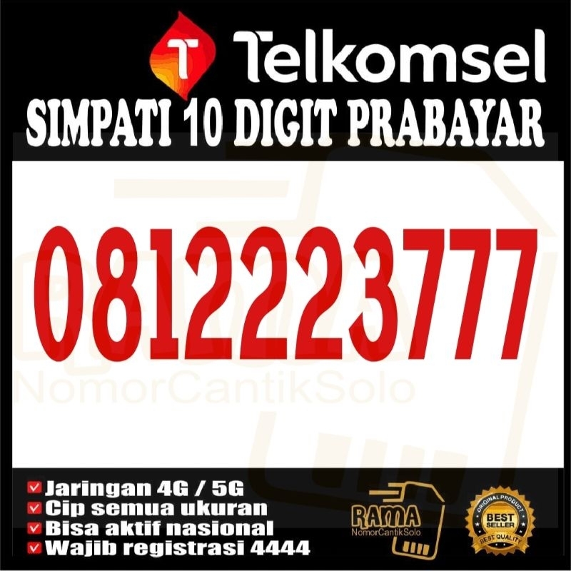 Jual Nomor Cantik Telkomsel 10 Digit - 777 - Kartu Perdana Nomor Cantik Telkomsel Simpati 4G ...
