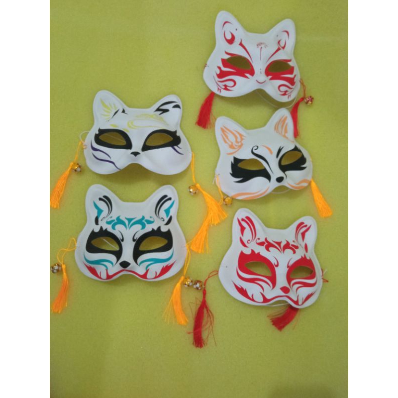 Jual topeng kitsune anime rubah atau kucing Halloween mask | Shopee ...