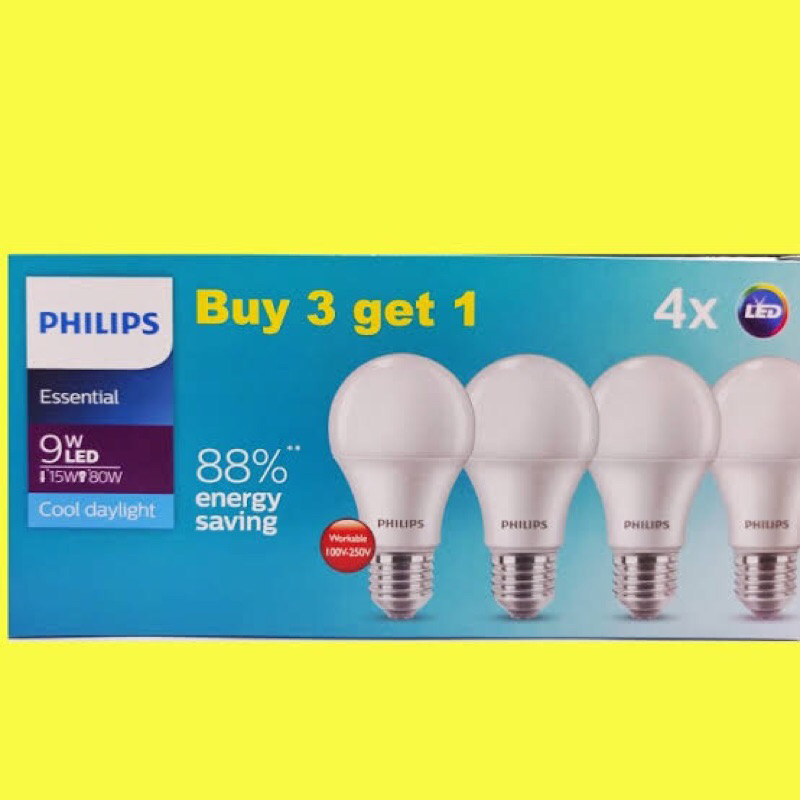 Jual PHILIPS LED ESSENTIAL buy 3 get 1 ~9w | Shopee Indonesia
