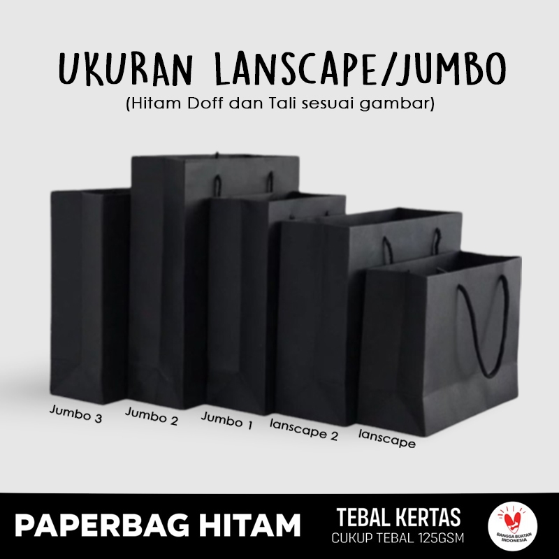 Jual Paper Bag Hitam Ukuran Lanscape (ALL SIZE) Paper Bag Kado Packing ...