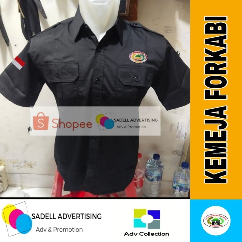 Jual Kemeja FORKABI Seragam FORKABI Hitam PDH Lengan Pendek Pria Bordir ...