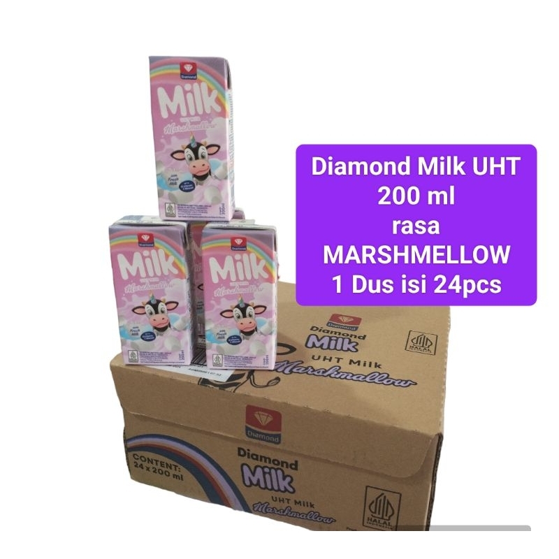 Jual Susu UHT Diamond rasa MARSHMALLOW 200 ML - DUS isi 24 pcs | Shopee ...
