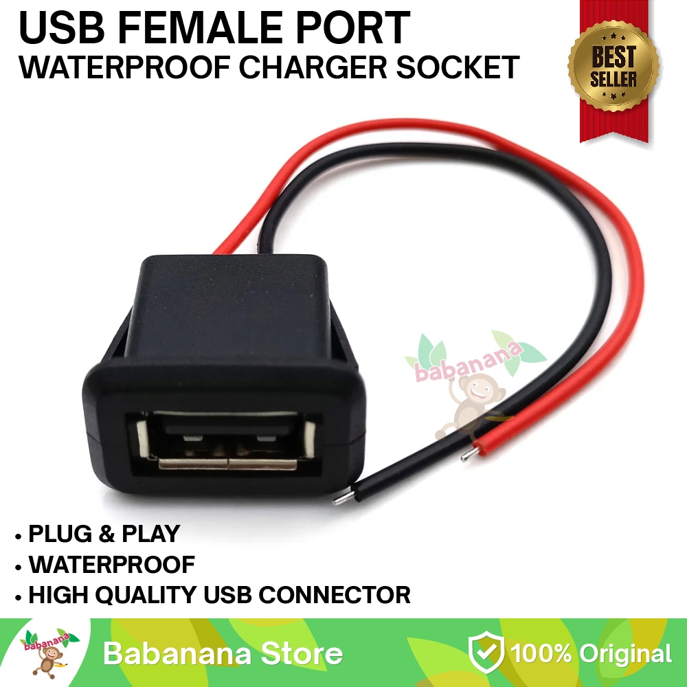 Jual USB FEMALE CHARGER PORT WATERPROOF JACK SOCKET CHARGING CABLE ...