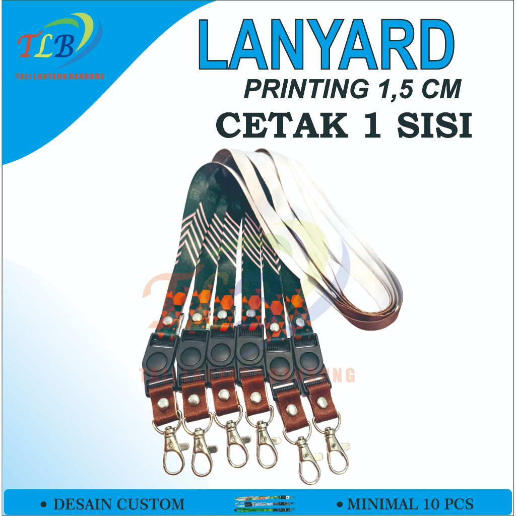 Jual TALI LANYARD ID CARD CUSTOM 1,5 CM 1 SISI / CETAK LANYARD ID CARD ...