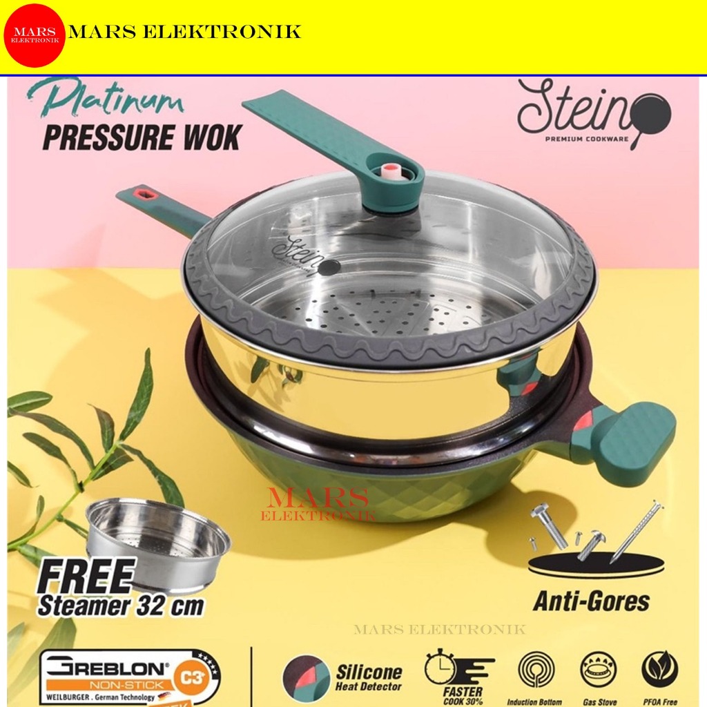 Jual STEIN COOKWARE PLATINUM WOK PAN GREEN / BROWN - ANTI BARET - PANCI ...