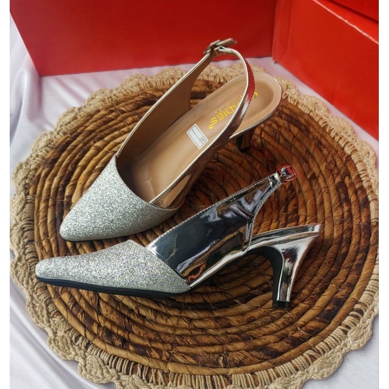 Jual AL 19 Sepatu Sandal Heels Wanita Hak lancip tinggi 7cm | Shopee ...