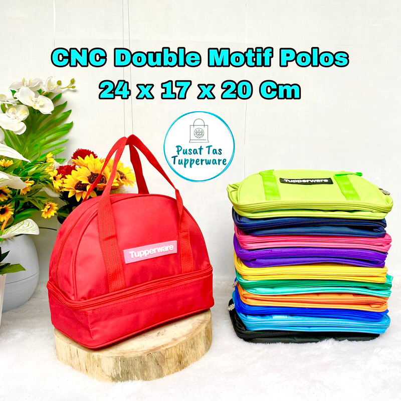 Jual Tas Bekal CNC Double Motif Polos/Tas CNC Double Tupperware (Zipper ...