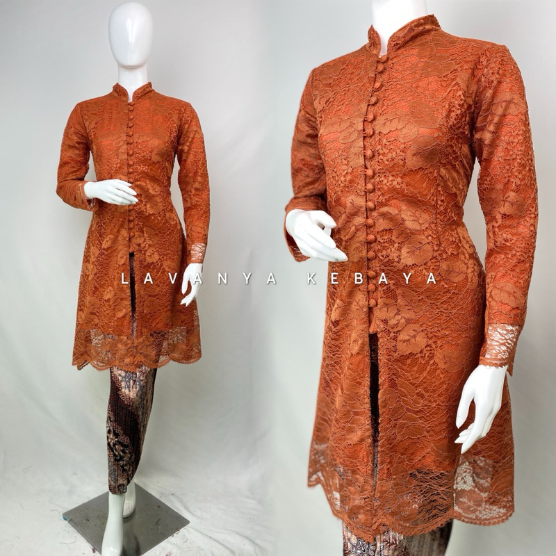 Jual Kebaya Modern - Kebaya Tunik Brukat Kancing Set Rok Plisket Batik ...