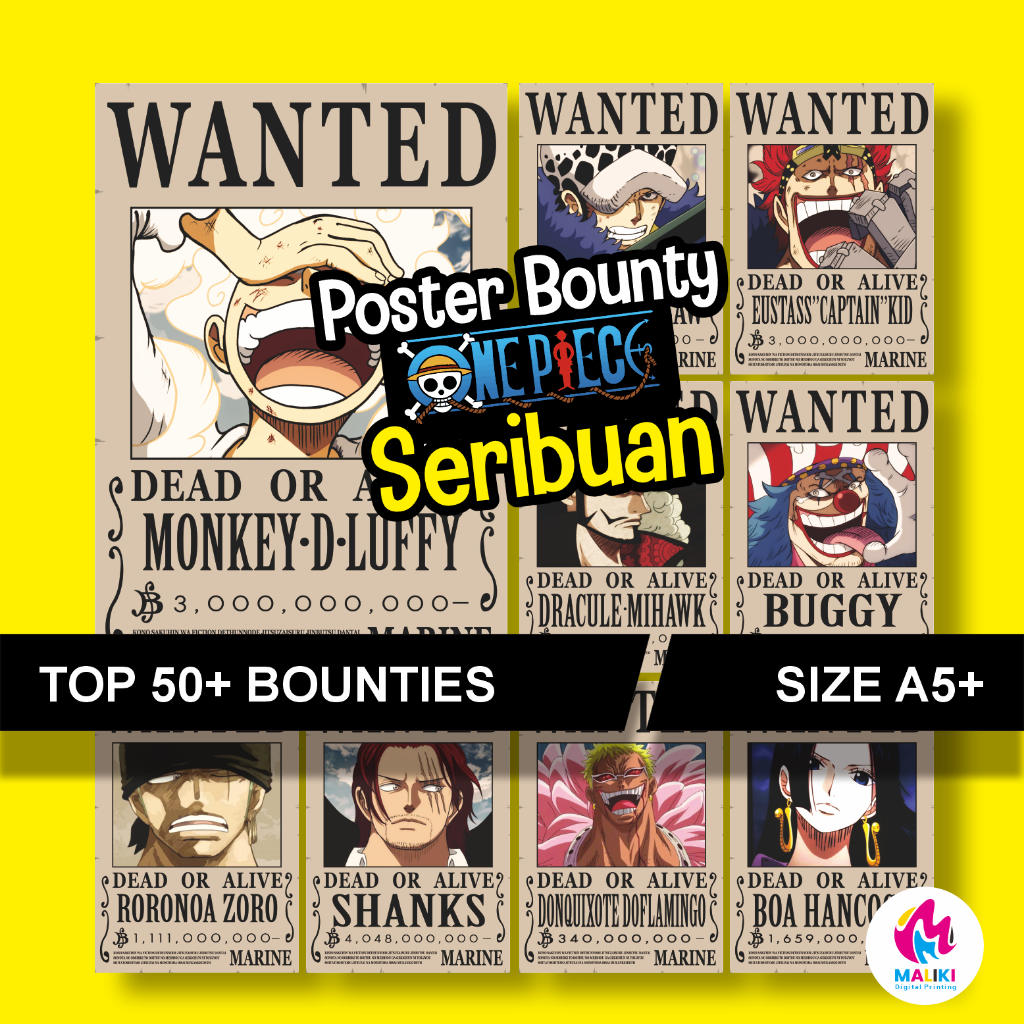Jual POSTER BOUNTY ONEPIECE UKURAN A5 (22X15,4CM) | Shopee Indonesia