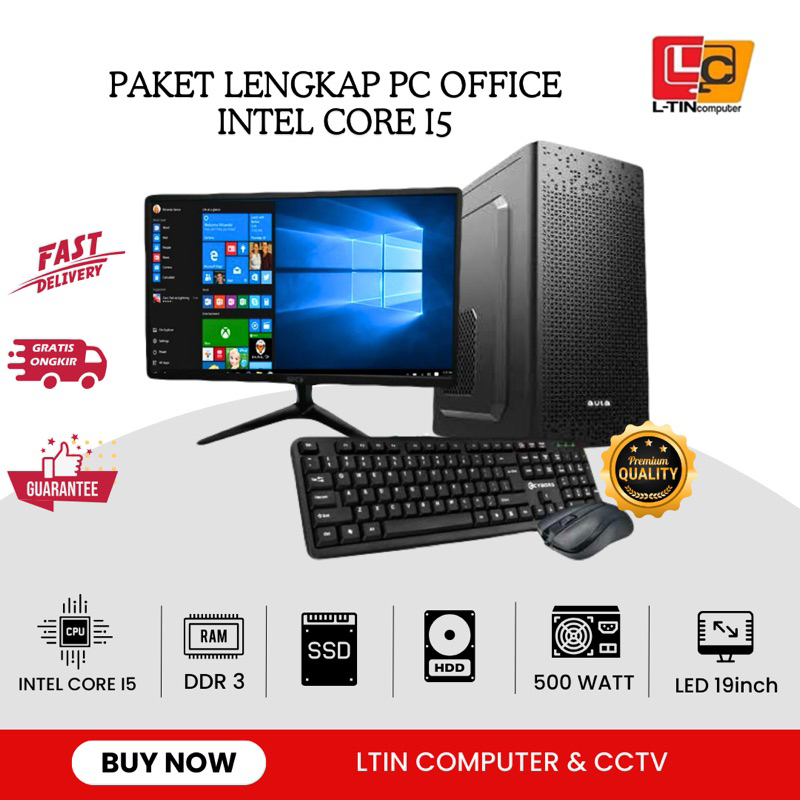 Jual PAKET LENGKAP KOMPUTER INTEL CORE i5 RAM 8GB 500GB HDD 128SSD LED 19INCH /FULL SET PC INTEL ...