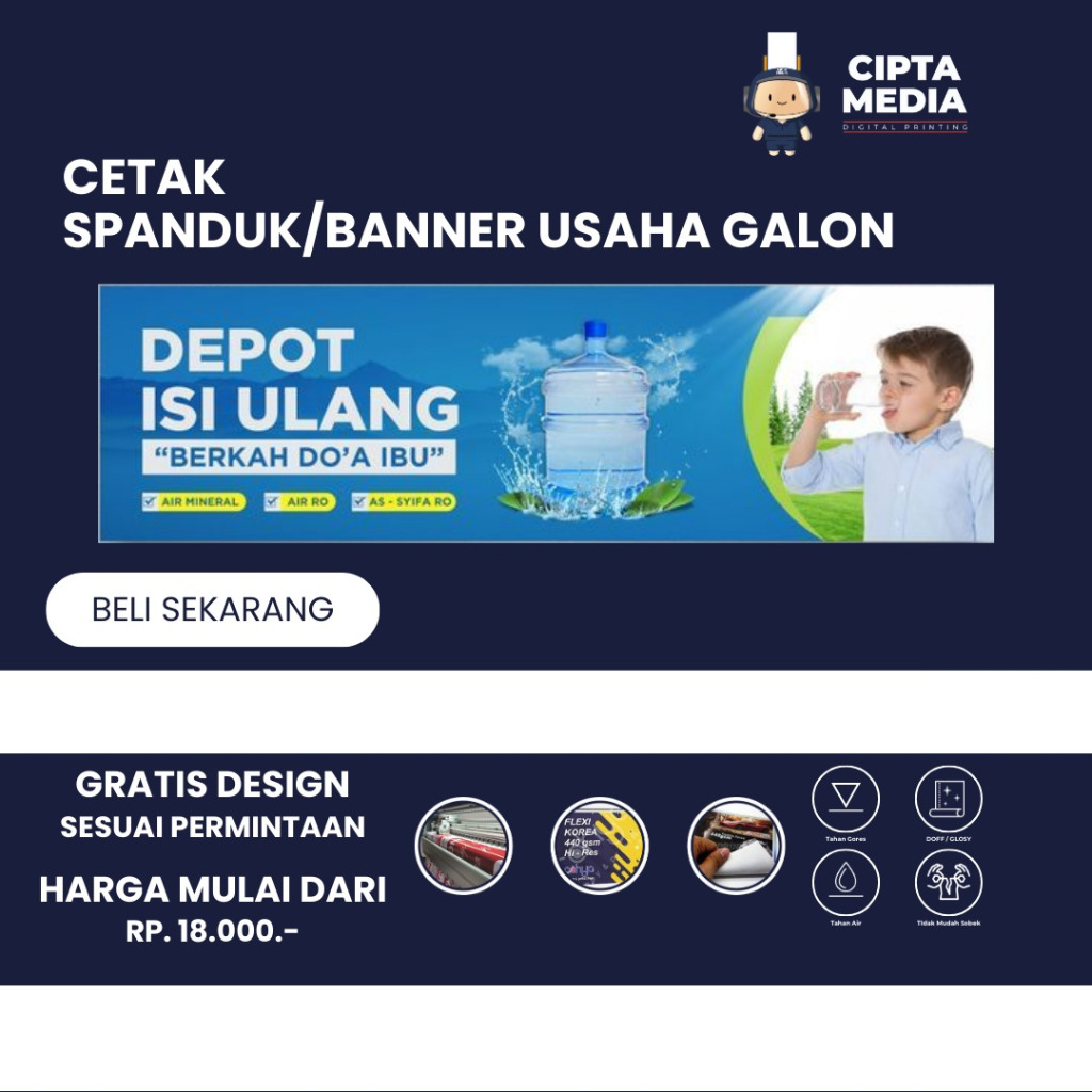 Jual CETAK BANNER/SPANDUK USAHA GALON | Shopee Indonesia