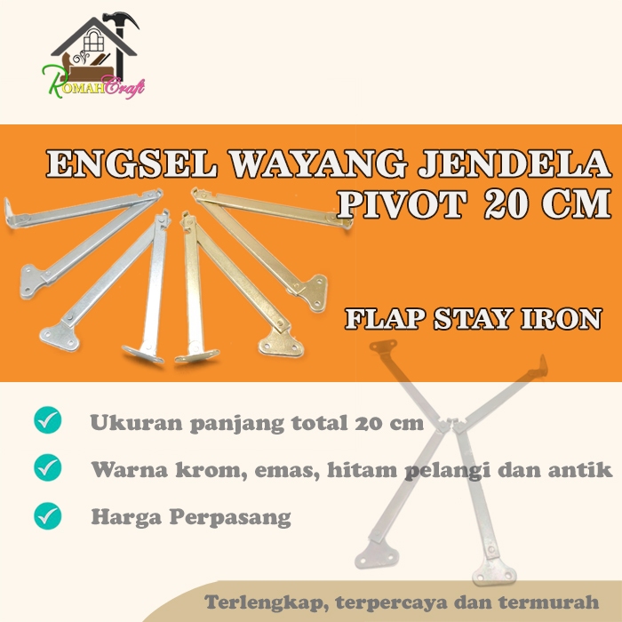 Jual ( 1 Pasang ) Engsel wayang jendela pivot 20 cm tiga warna / flap ...