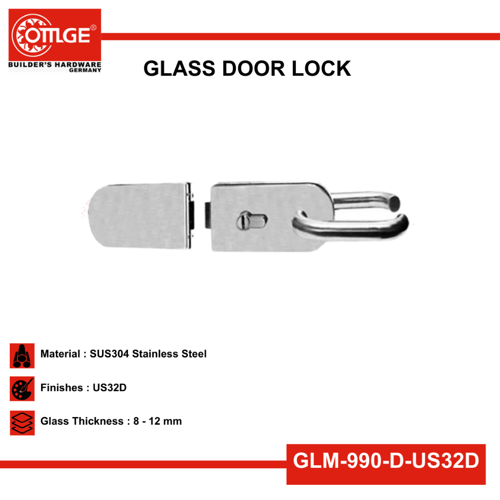 Jual Glass Door Lock/Kunci Slot/Kunci Grendel Kaca OMGE GLM-990-D-US32D ...