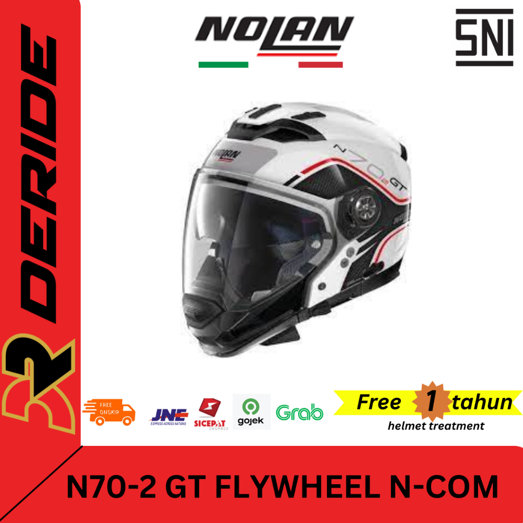 Jual Nolan N70.2 GT Flywheel N-Com 053 Metal White Helm Crossover ...