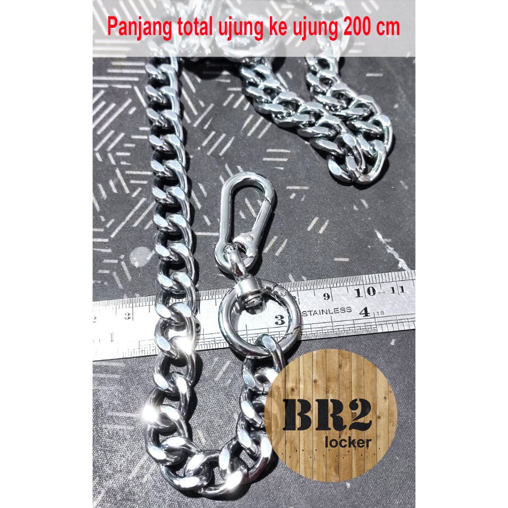 Jual Rantai Besi lebar segi 12 mm dan pengait 200 cm 1 set warna silver ...