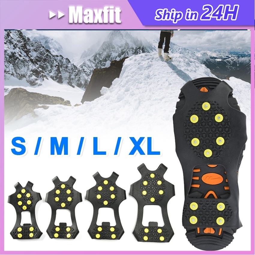 Jual 10 Studs Anti‑Skid Snow Ice Climbing Shoe Spikes Grips Cleats ...