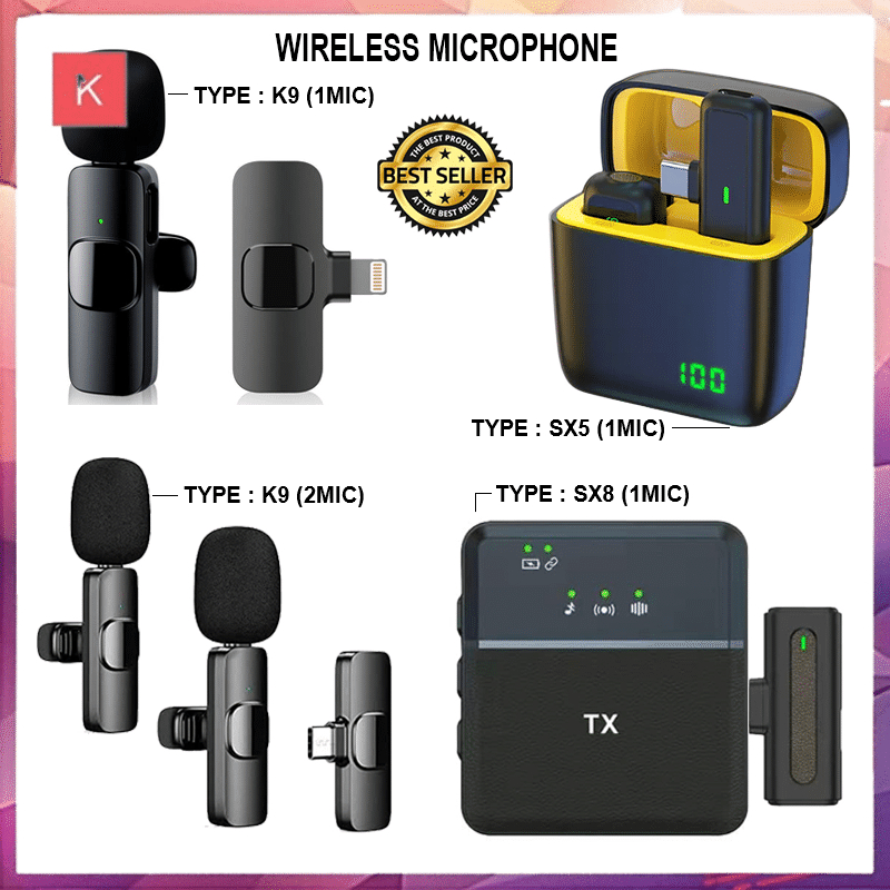 Jual ANG MICROPHONE WIRELESS PORTABLE K9 / SX5 / SX8 / MIC CLIP ON LIVE ...