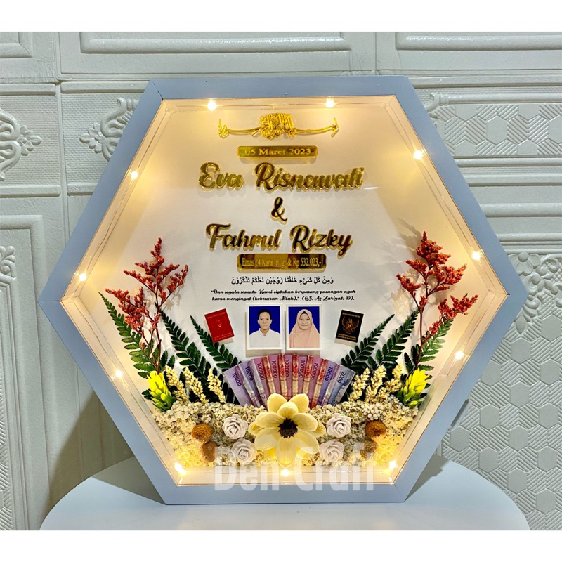 Jual CUSTOM MAHAR HEXAGON BINGKAI 35 CM / Bingkai Mahar Pernikahan Segi Enam | Shopee Indonesia