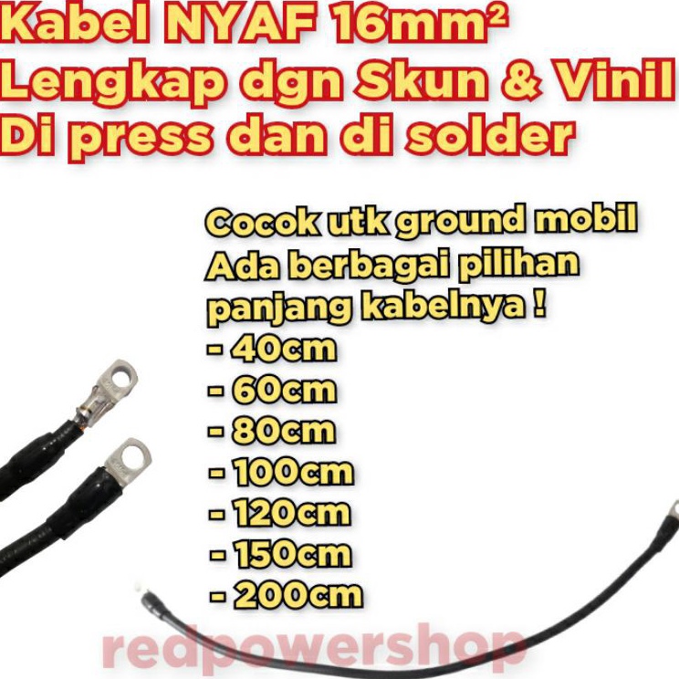 Jual Hs Kabel NYAF 16mm lengkap dengan skun dan vinil untuk grounding mobil | Shopee Indonesia