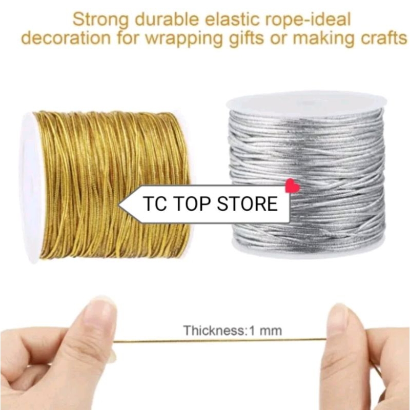 Jual tali string elastis premium 1mm gold dan silver (isi 20meter ...