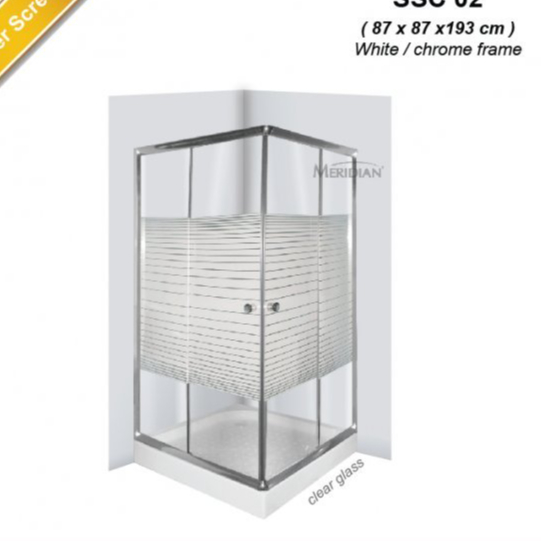 Jual Shower box Meridian kotak + shower tray uk. 87 x 87 x 193 cm kaca ...