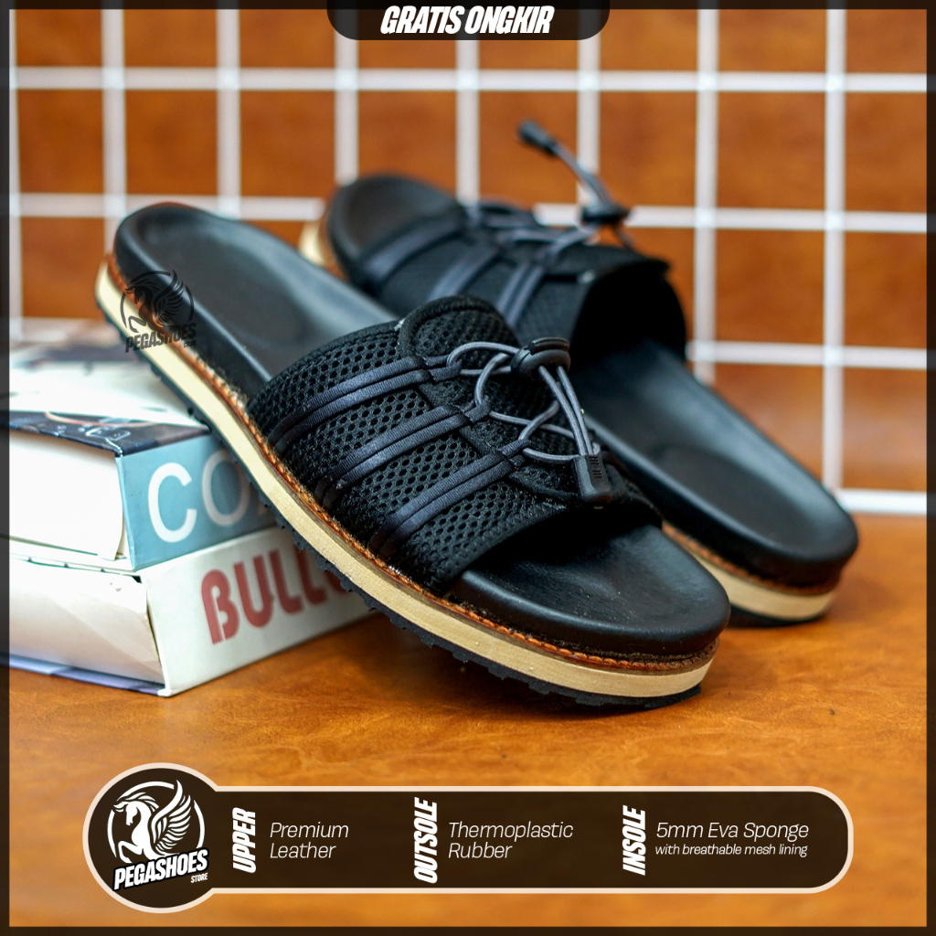 Jual PGS x BENJAMIN - SENDAL SLOP SUEDE KASUAL - SANDAL PRIA FOOTBED ...