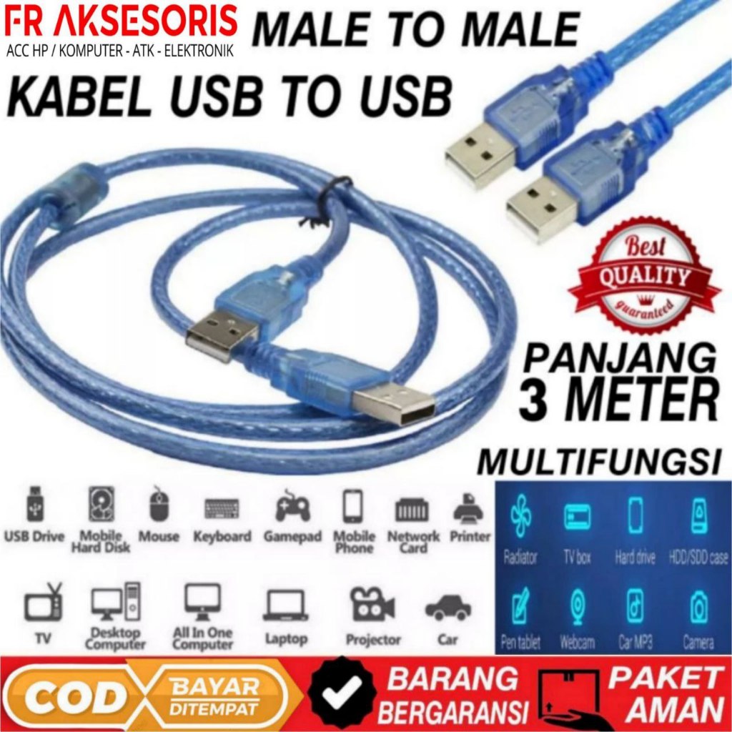 Jual Kabel USB TO USB Male To Male 3m 1,5m 30cm Kabel Data USB TO USB ...