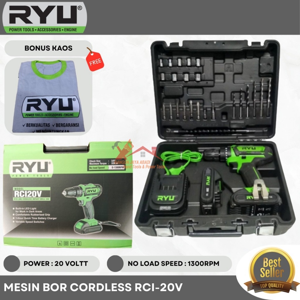 Jual RYU MESIN BOR CAS SET 20 VOLT RCI 20V MESIN BOR CORDLESS BJ ...