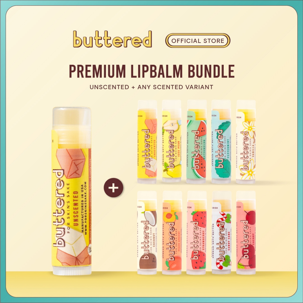 Jual Buttered Bundle 2 in 1 Unscented Lip Balm (Original) + Scented Lip ...