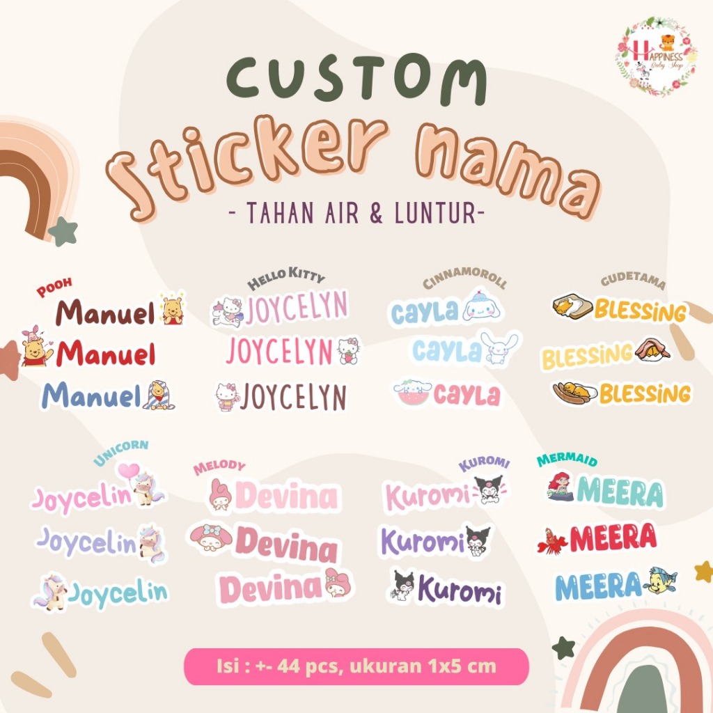Jual (ISI 44) Sticker Label Nama Anak / Stiker Set Pack / Sticker ...