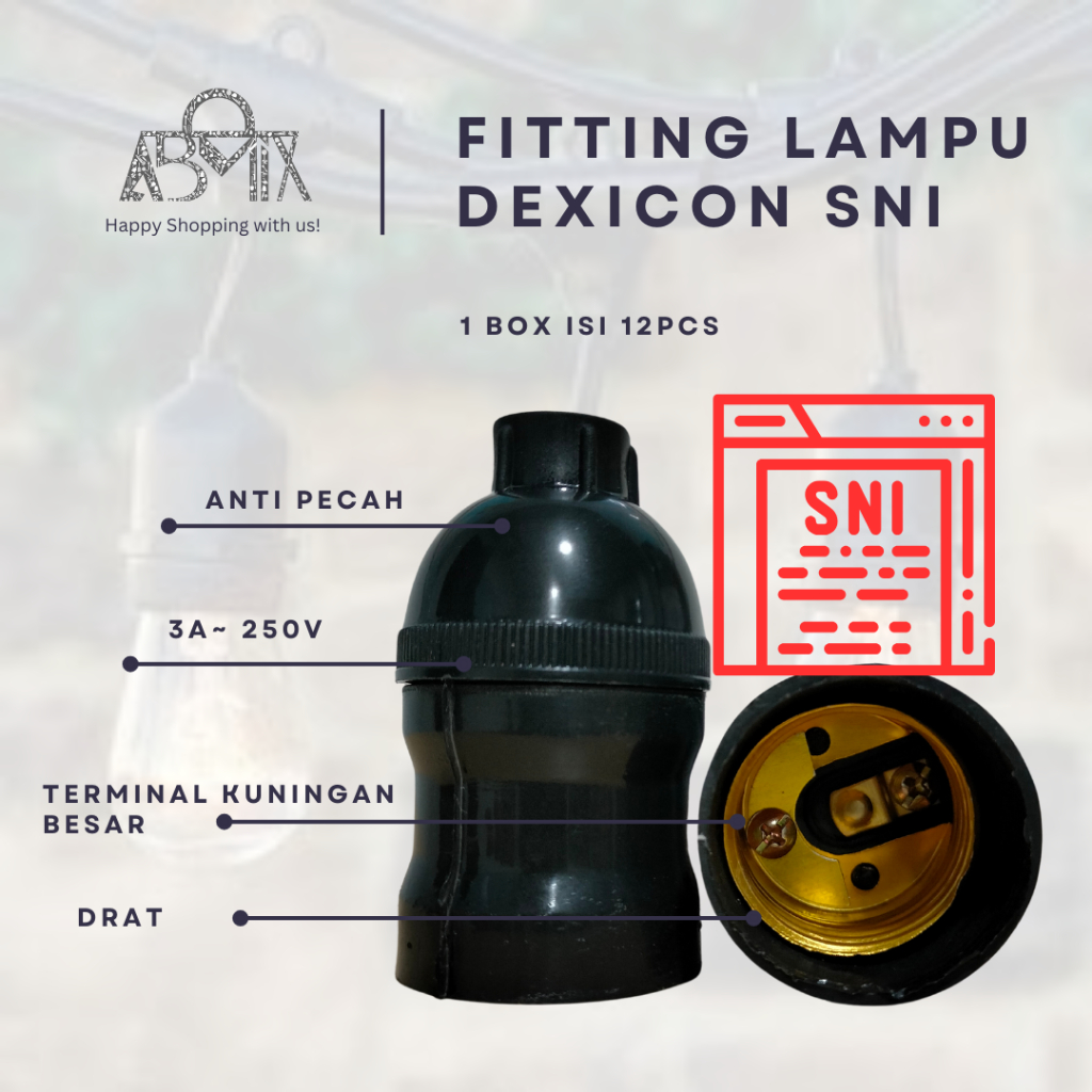 Jual Fitting Gantung Lampu Model Broco Hitam Bahan Tebal Bakelite Kuningan Anti Bakar SNI ...