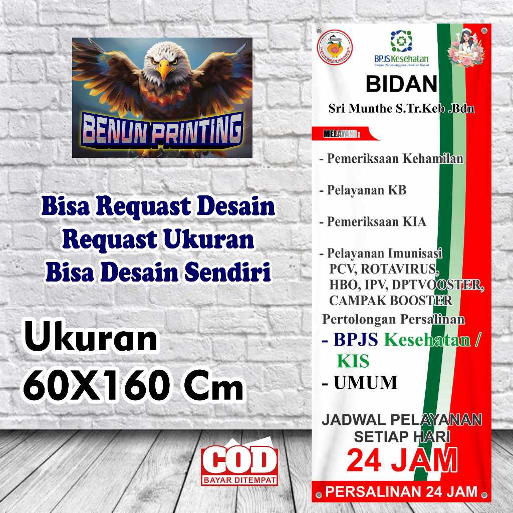 Jual Spanduk Banner 60x160 Bidan Custom Desain | Shopee Indonesia