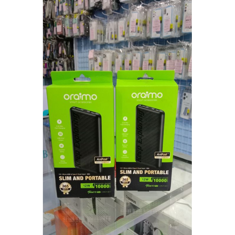 Jual power Bank ORAIMO OPB-P118D 10000 MAH dual USB TYPE-C Micro frast ...