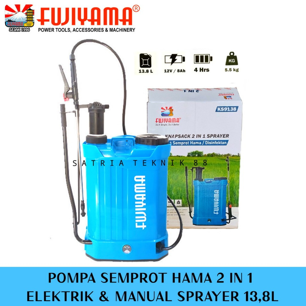 Jual POMPA SPRAYER 13,8-LITER FUJIYAMA MANUAL & ELEKTRIK 2 IN 1 ...