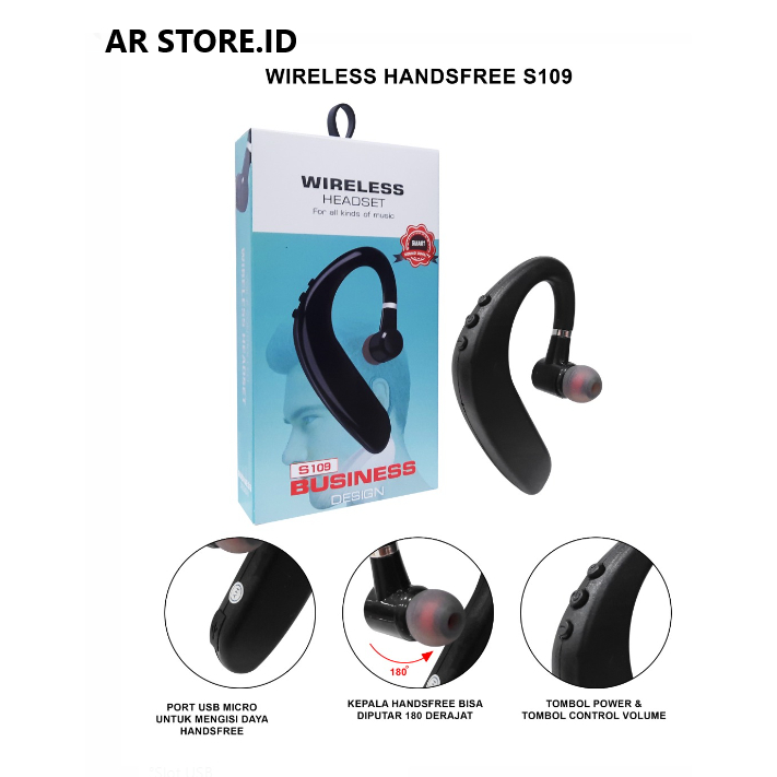 Jual HANDSFREE BLUETOOTH SINGLE S109+KBL CHARGER / HEADSET WIRELES ...