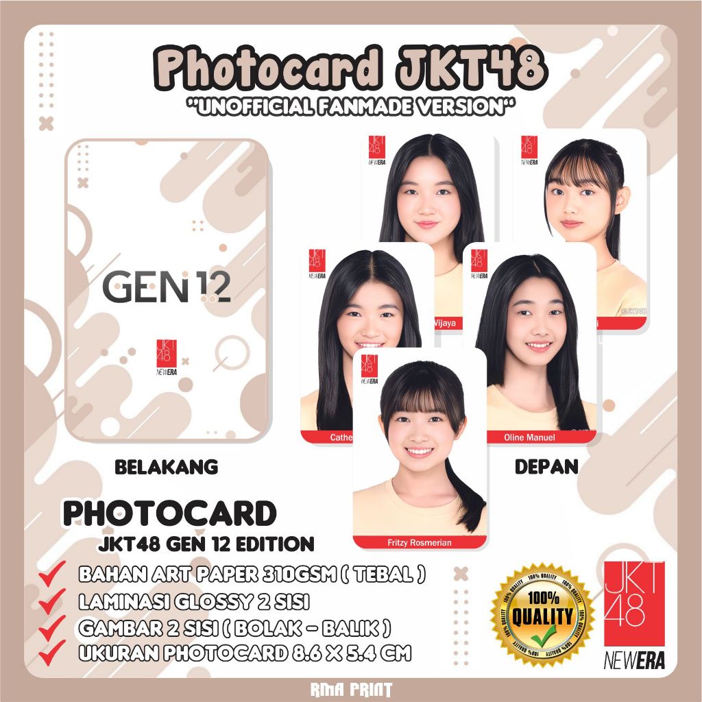 Jual PHOTOCARD JKT48 Unofficial Fanmade Gen12 | Shopee Indonesia
