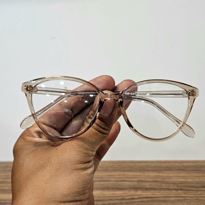 Jual frame kacamata wanita cat eye 1025 caramel transparan plastik ada ...