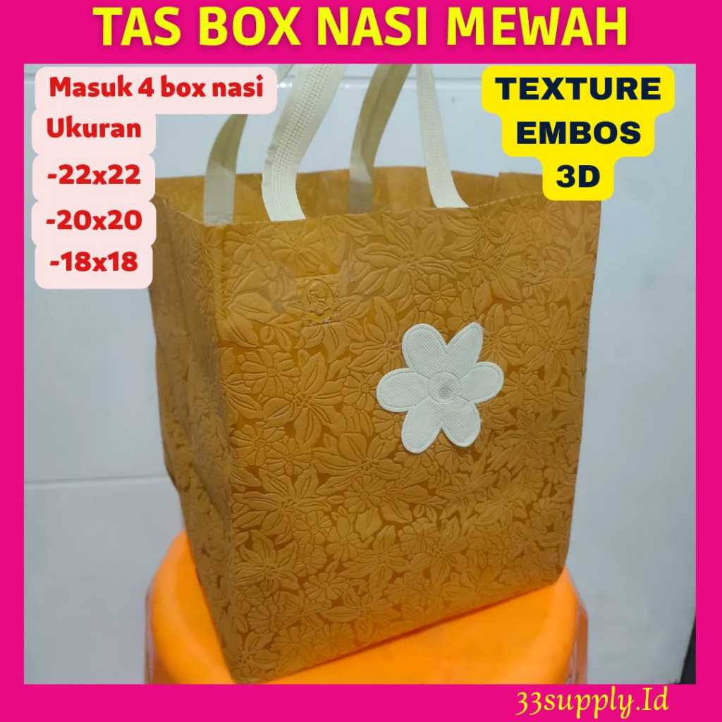 Jual Tas Box nasi 22x22 20x20 18x18 / tas box nasi texture embos 3D 22x22 / tas box nasi ...