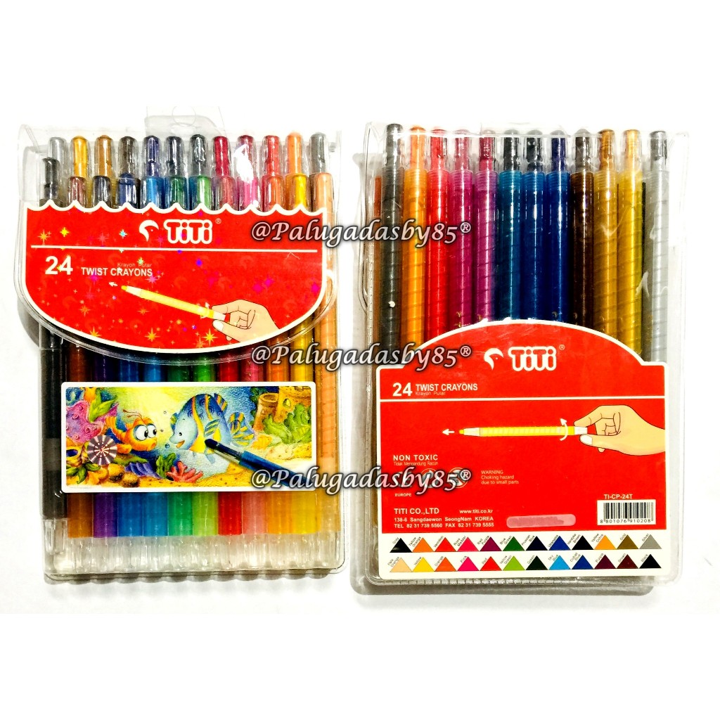 Jual (1 Set Isi 24 Warna) GROSIR Crayon Putar TITI TI-CP-24T 24 Warna ...