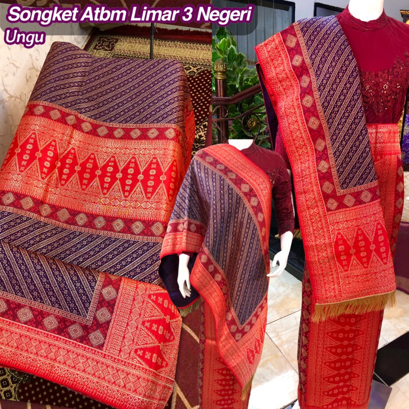 Jual NEW Songket Atbm Limar 3 Negeri Exclusive Ungu / Songket Tenun ...