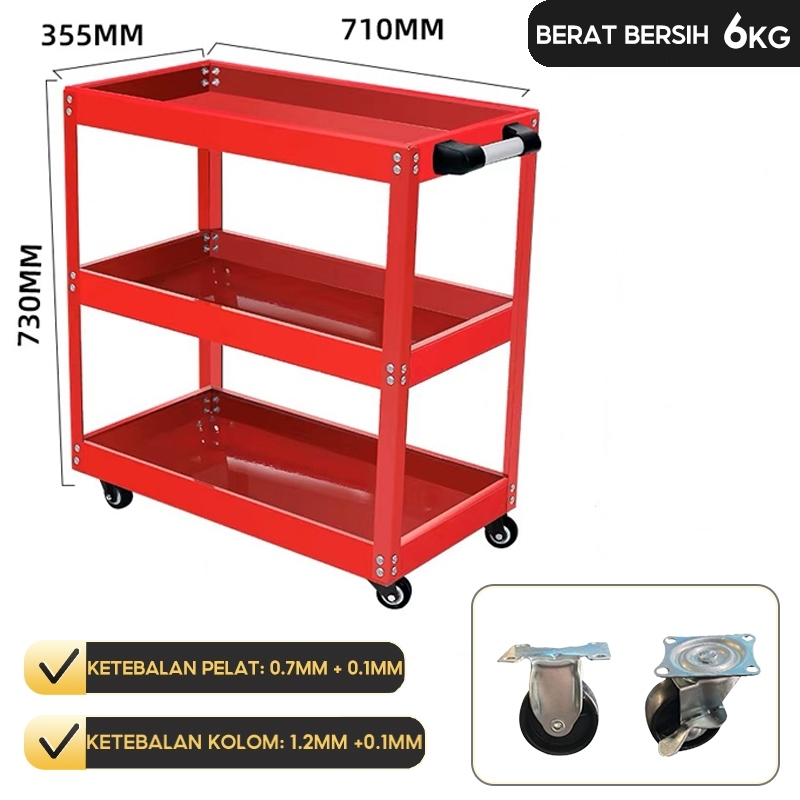Jual REAIM Trollies Bengkel Troli Bengkel Rak 3 Susun Trolly Tool Cart ...
