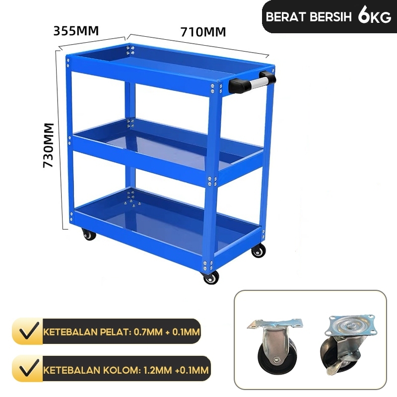 Jual REAIM Trollies Bengkel Troli Bengkel Rak 3 Susun Trolly Tool Cart ...