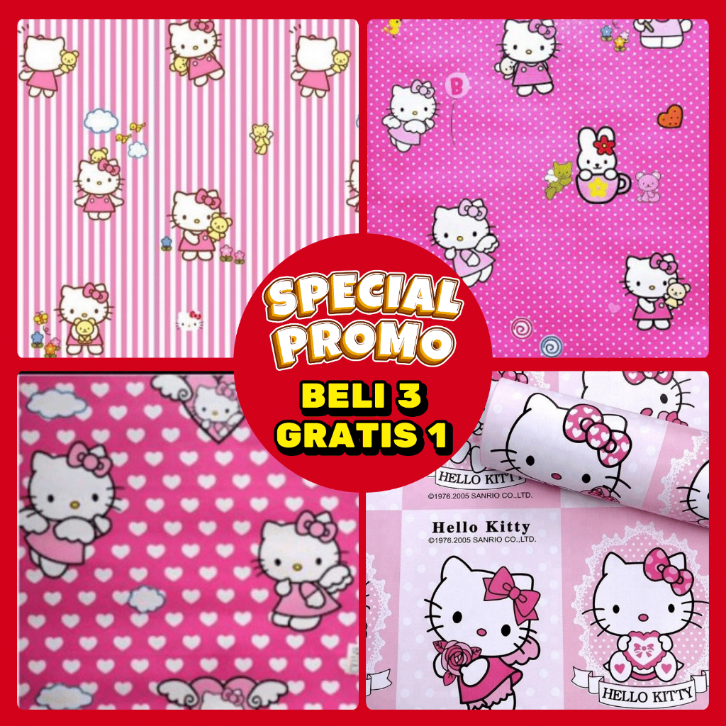 Jual PAKET PROMO Wallpaper Dinding Hello Kitty Wallpaper Dinding Kamar Tidur Anak Motif Hello ...