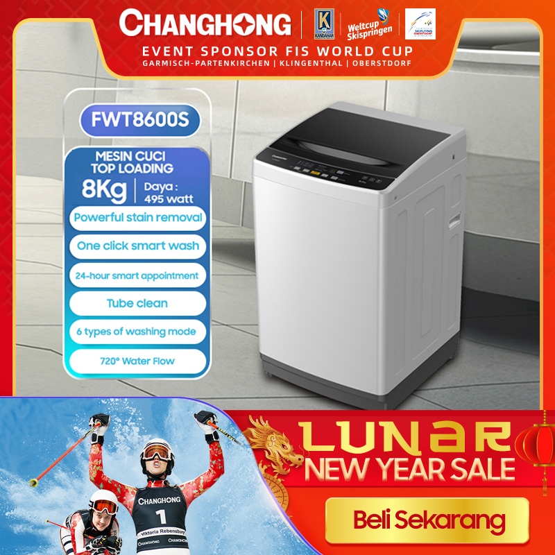 Jual Changhong Mesin Cuci 1 Tabung Top Loading 8Kg Washing Machine - FWT8600S Powerful Stain ...
