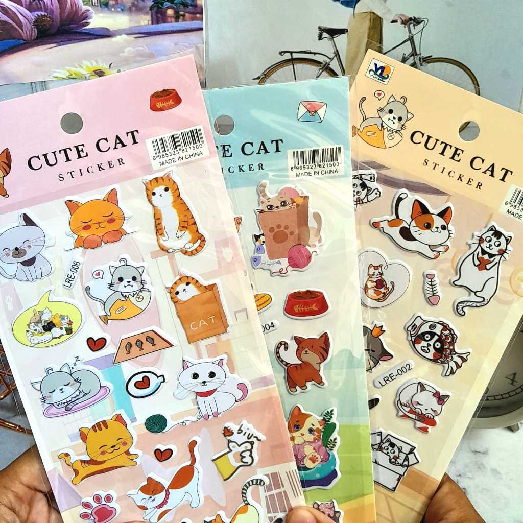 Jual Sticker Timbul 3D Cute Kucing Cat Lucu LRE-00 / Stiker Kitty Imut ...