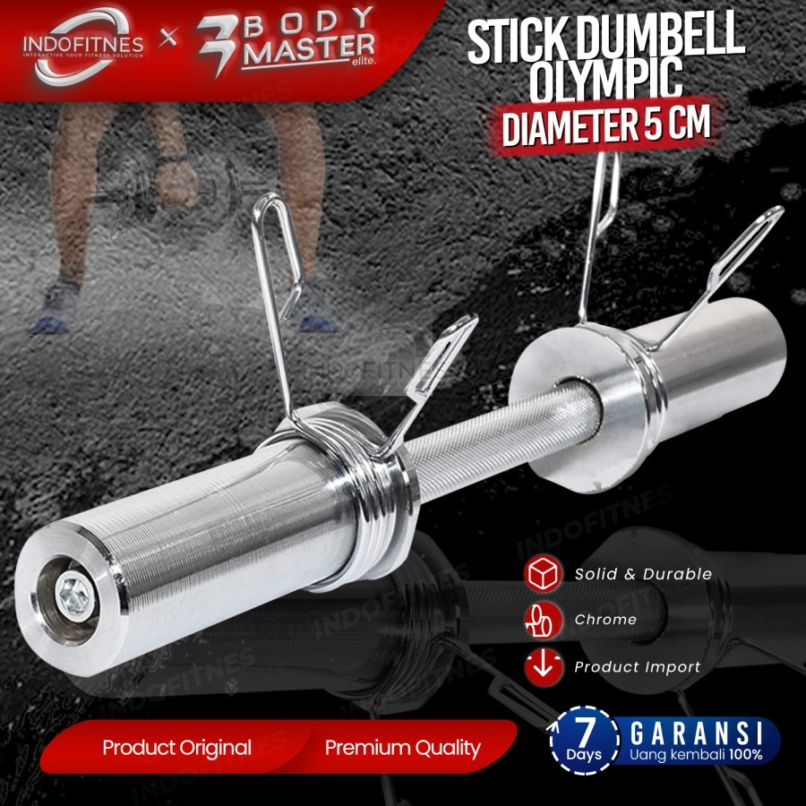 Jual BODYMASTER Stick 50CM Dumbell Olympic Plate 5cm - Gym besi barbell ...