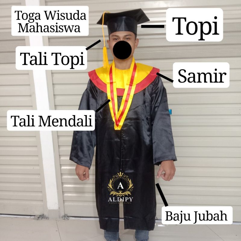 Jual Toga Wisuda Mahasiswa Paket Lengkap Warna Samir Kuning List Merah ...