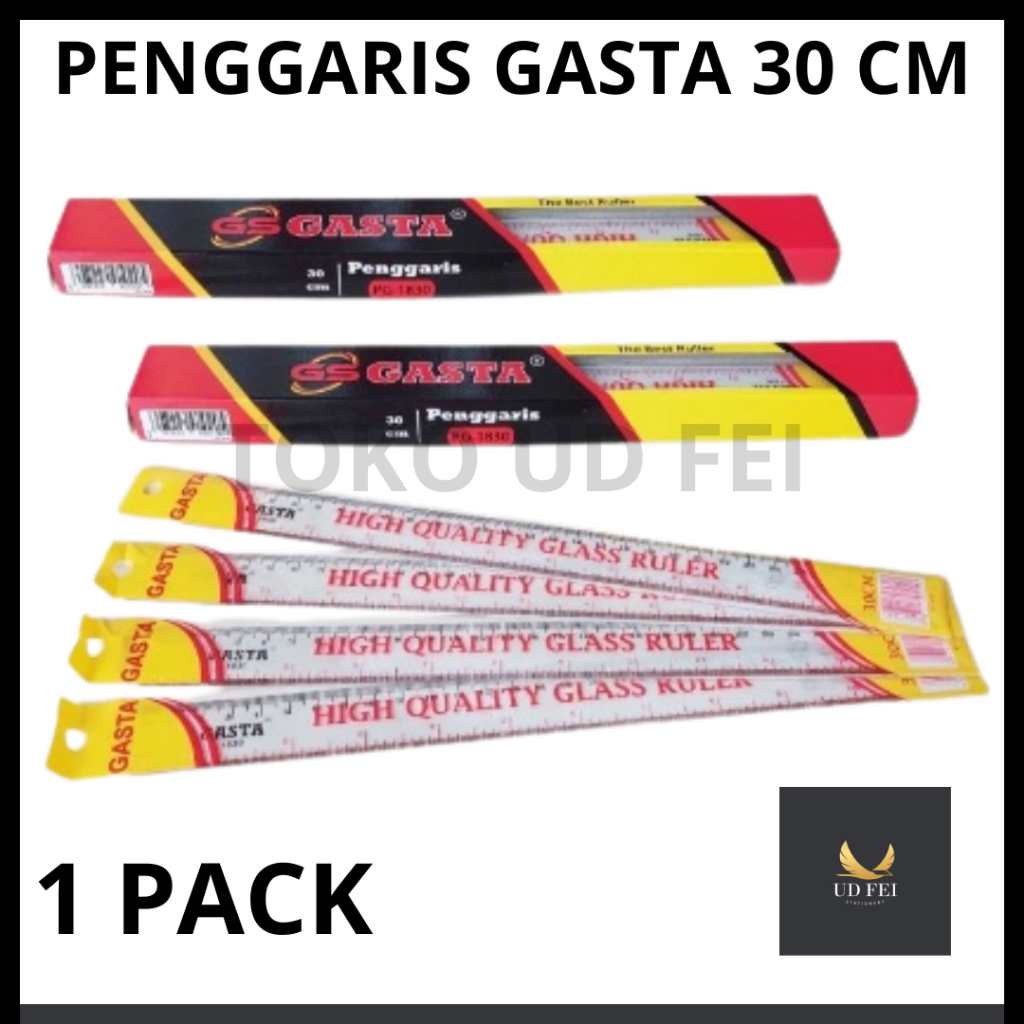 Jual (1 PACK=12 PCS) Penggaris Gasta 30cm/ Penggaris Panjang 30cm ...